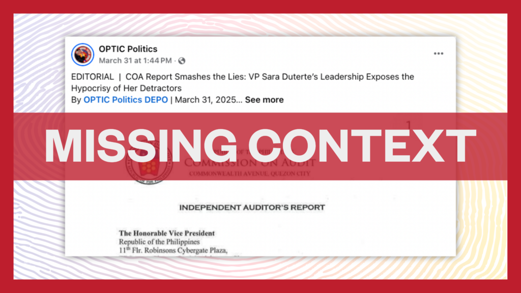 FACT CHECK: COA report does not clear OVP of spending issues – KRISIS